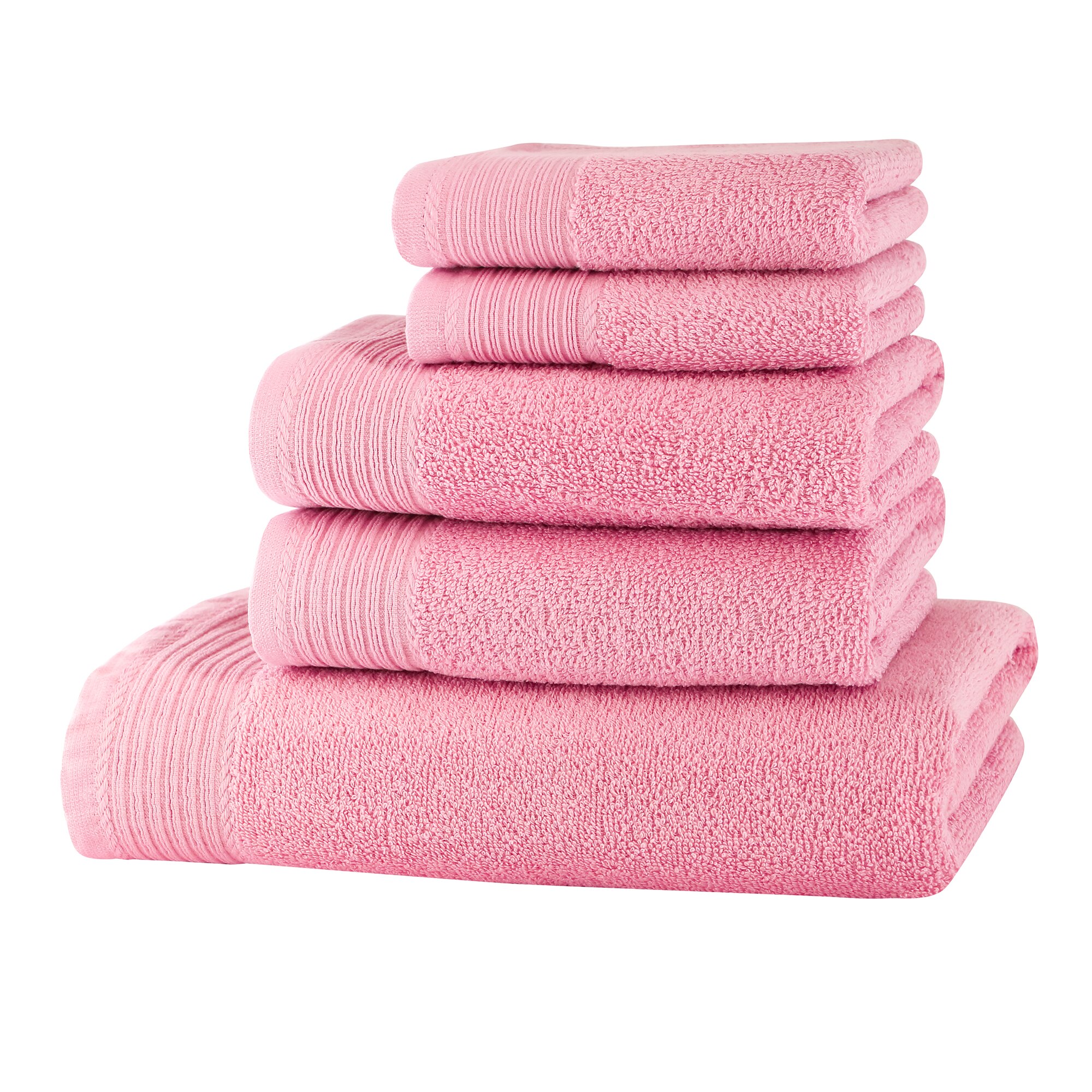 Set 5 prosoape Classic Collection, Roz deschis, 100% bumbac Terry ...