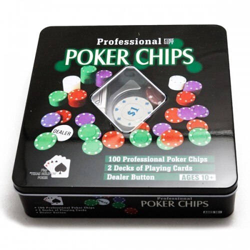Set poker texas 100 jetoane cu 2 pachete carti, 20 x 20 x 5 cm - eMAG.ro