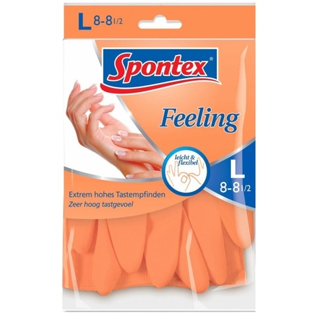 Ръкавици Spontex, Feeling, Естествен латекс, За многократна употреба, L - eMAG.bg