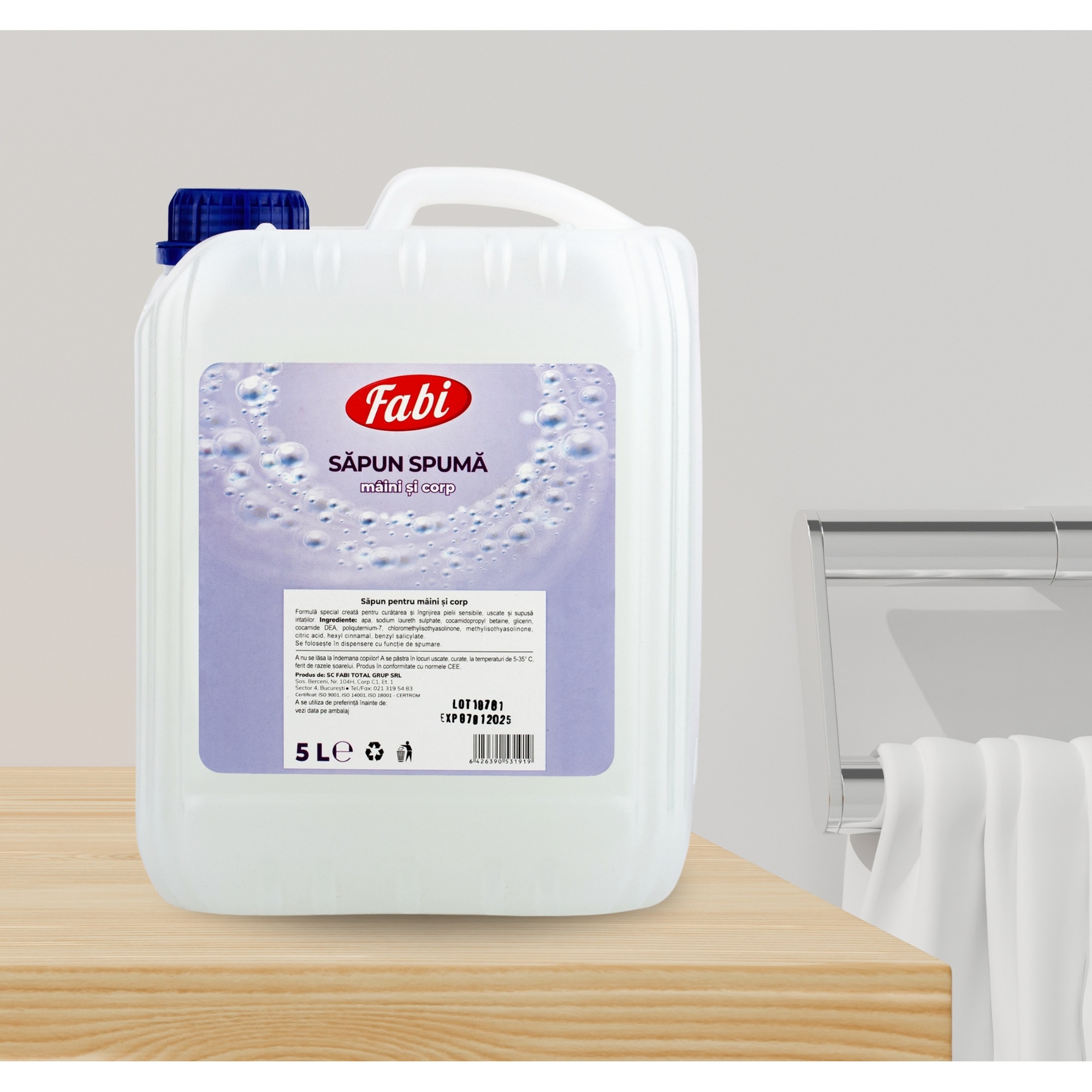Sapun spuma, Fabi, 5L, special conceput pentru pielea sensibila, fara ...