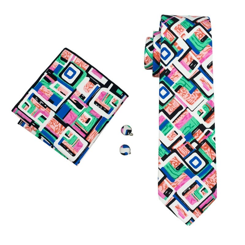 Set cravata + batista + butoni matase naturala model colorat 1368 - eMAG.ro