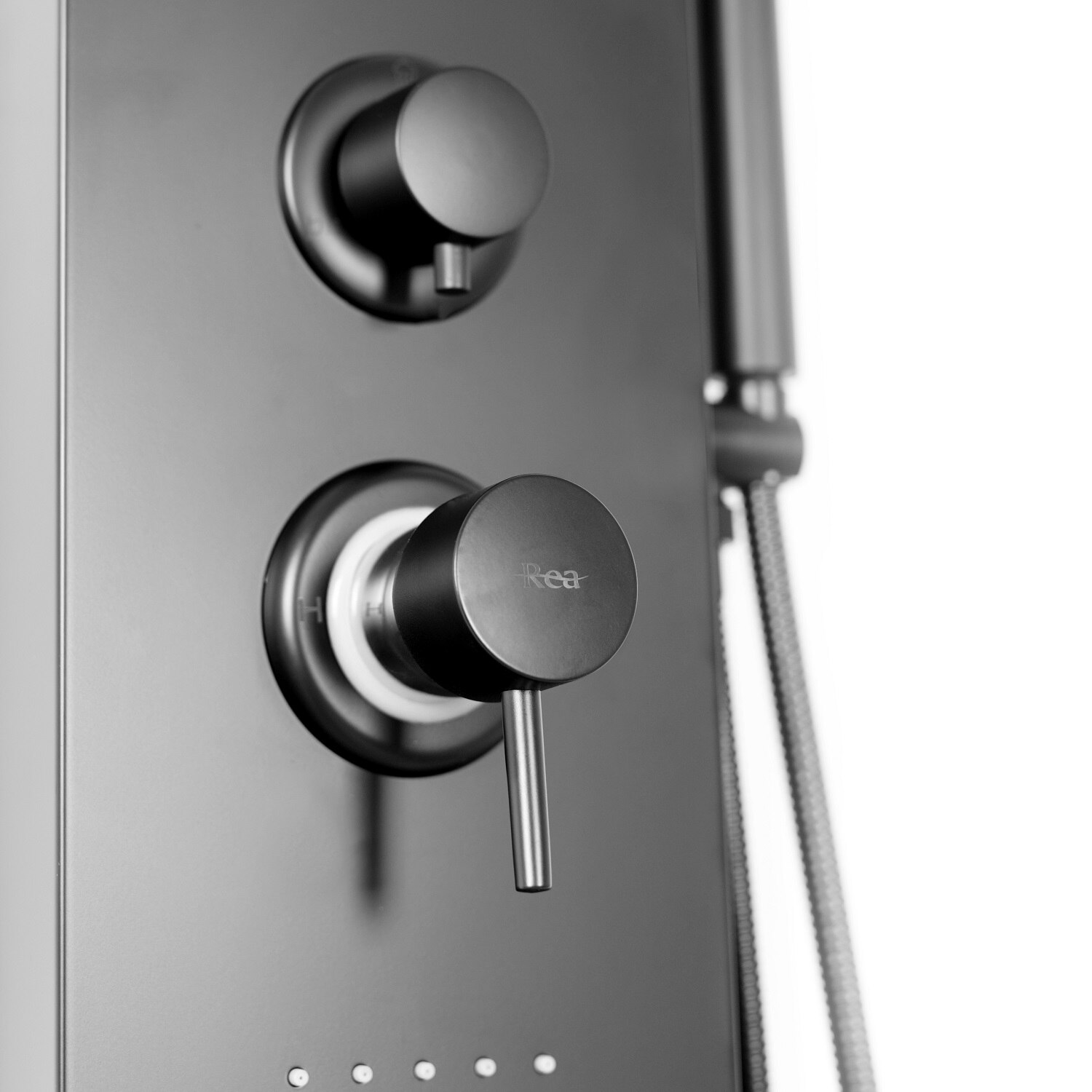 Panel de dus 9837, design elegant, Negru mat, cu ploaie si hidromasaj ...