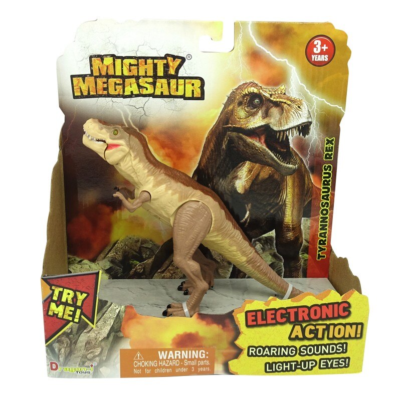 Dinozaur cu sunete si lumini Tyrannosaurus Rex, 21 x 20 cm, Galben ...