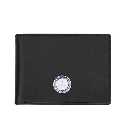 Portofel, Silver Flame, AS0601, Negru, Piele naturala, logo-ul Mercedes ...