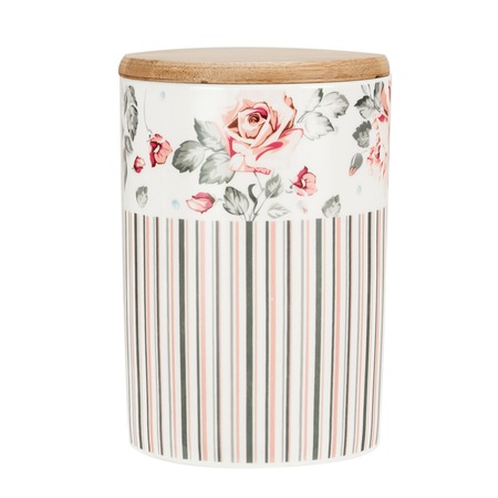 Porcelán tároló fa tetővel, rózsa mintával, Swiss Cottage - Butopea ...