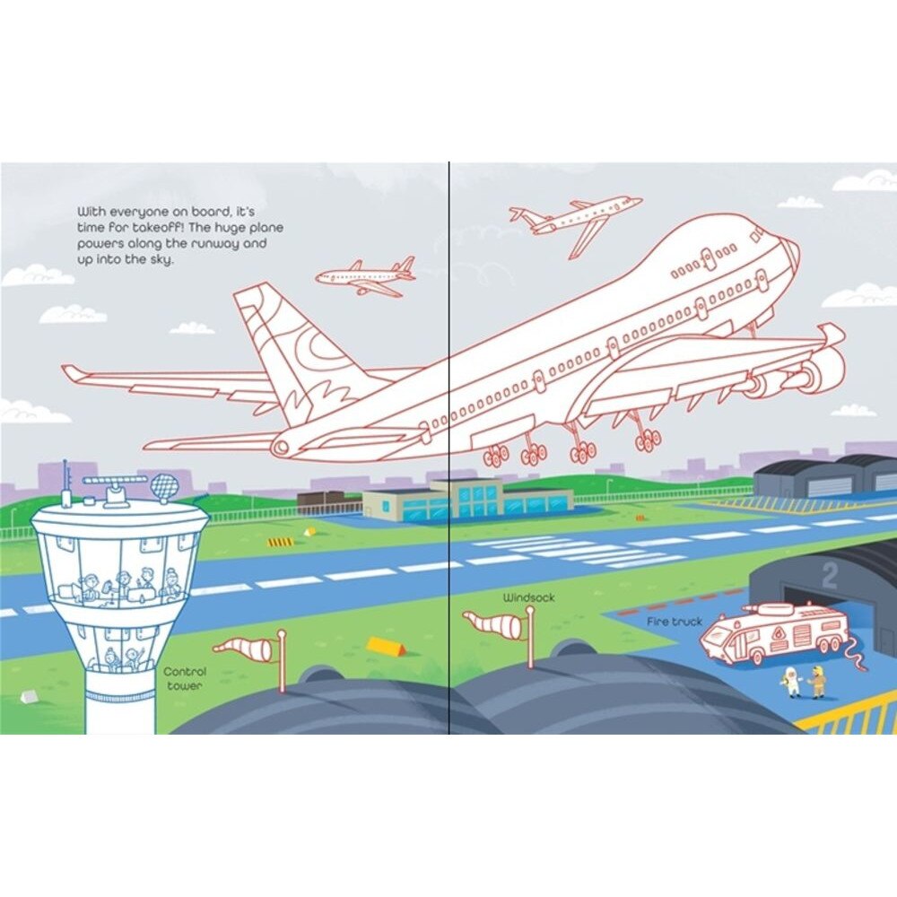 Carte de colorat "Airport" de Simon Tudhope, 3 ani+, Usborne - eMAG.ro