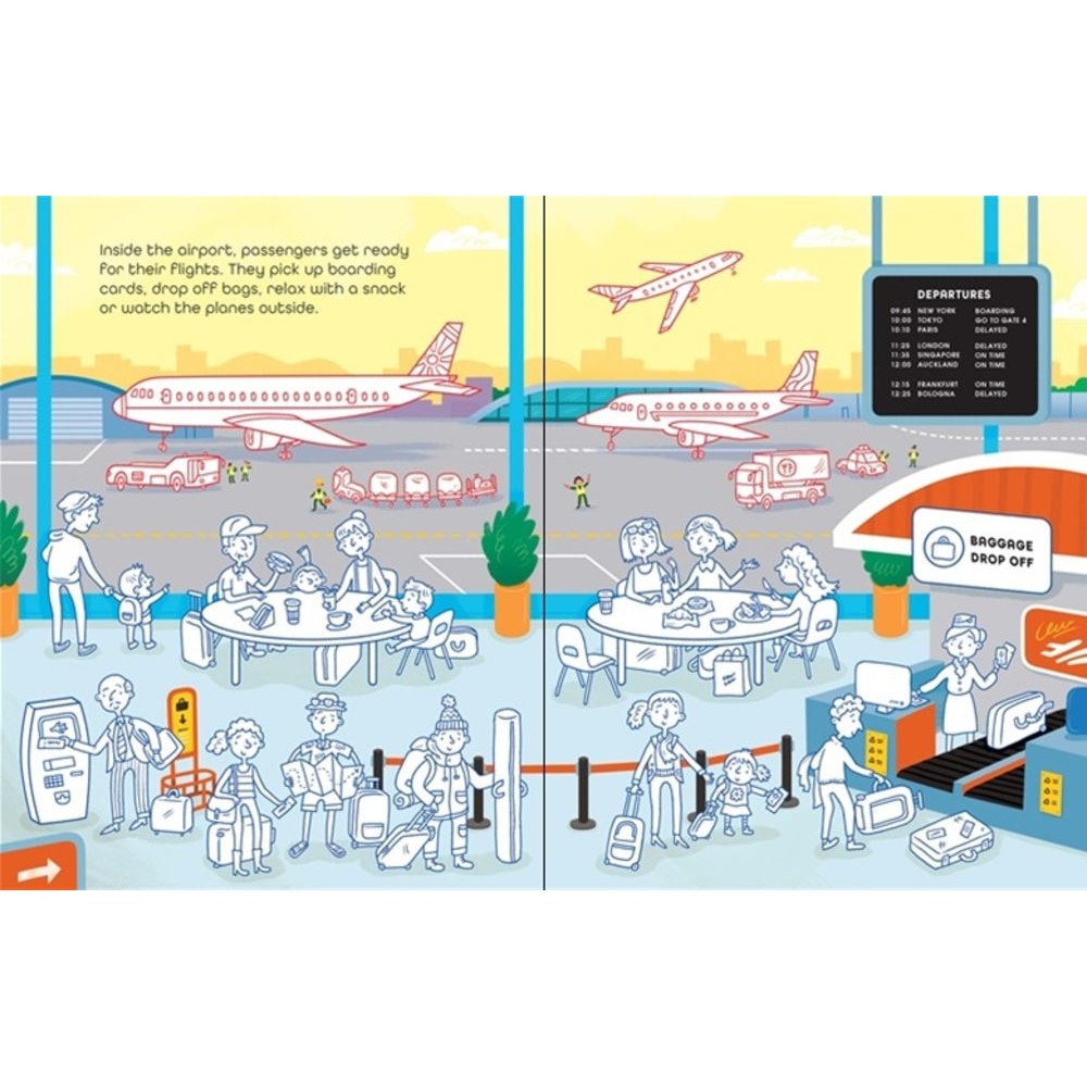 Carte de colorat "Airport" de Simon Tudhope, 3 ani+, Usborne - eMAG.ro