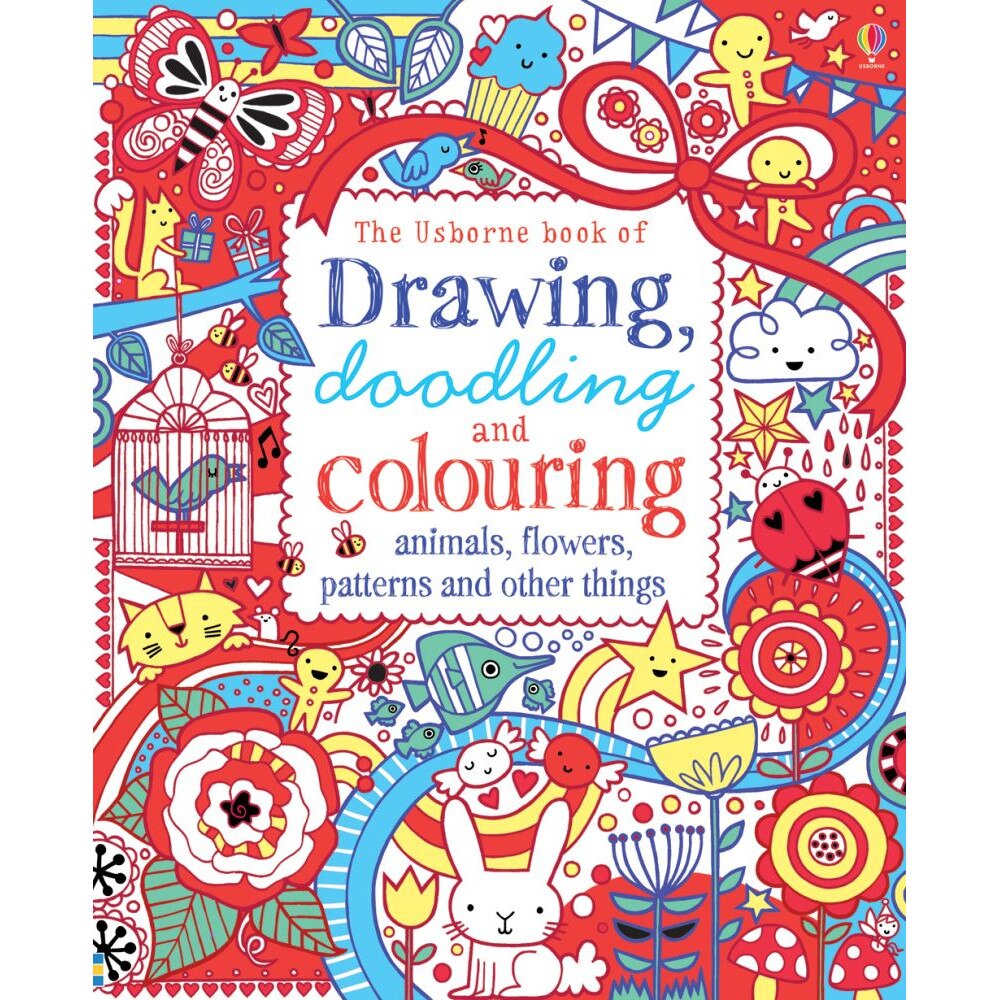 Carte de colorat "Drawing, doodling and colouring: animals, flowers ...