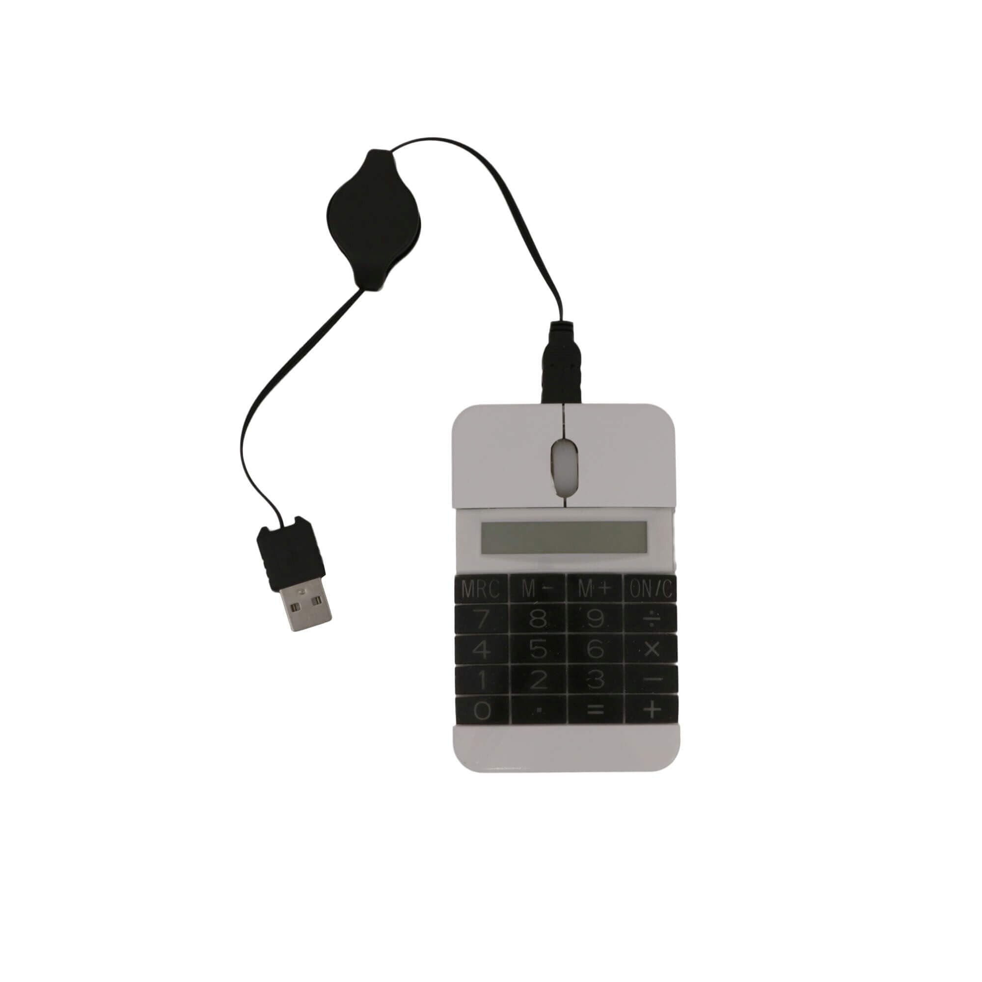 Mouse optic cu calculator, cablu USB, 10x6x2 cm, alb/negru - eMAG.ro