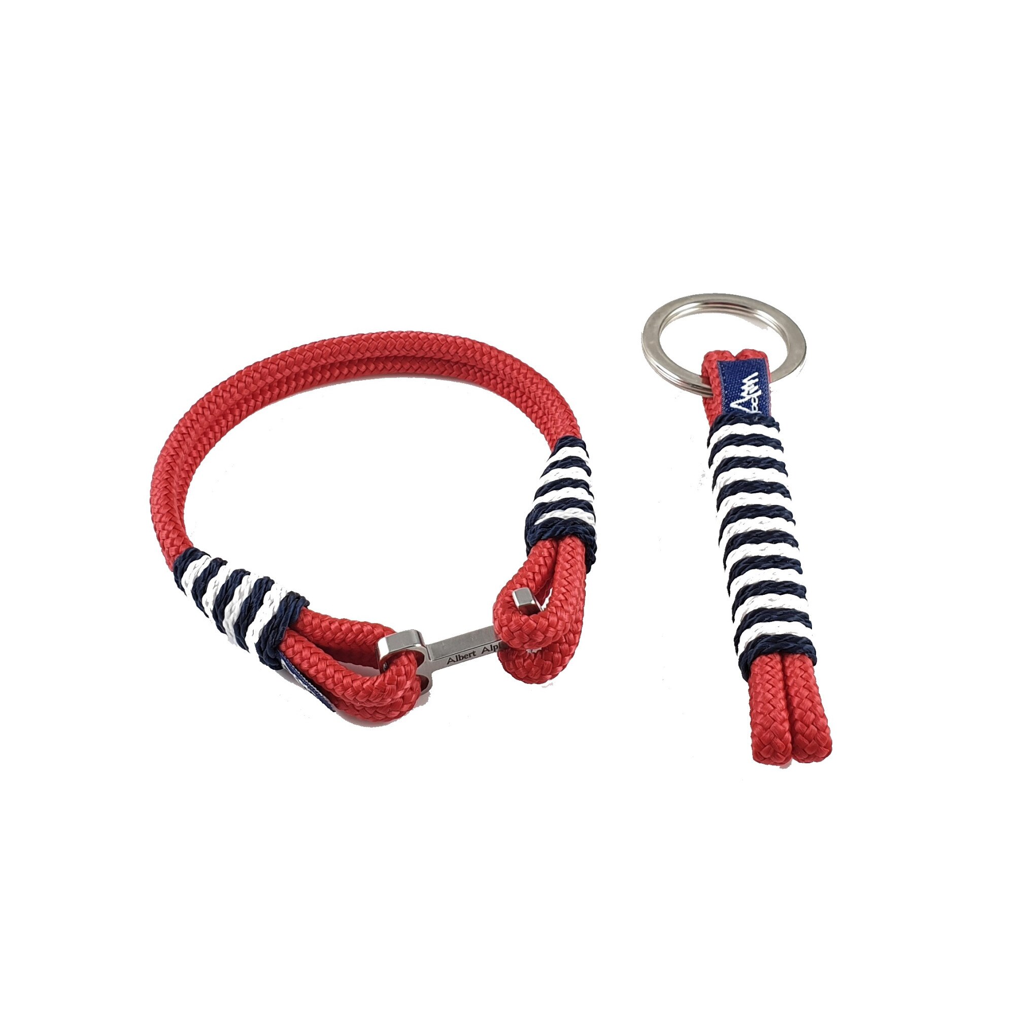 Bratara + breloc, Albert Alpine, unisex, rosu, cordelina, 18 cm - eMAG.ro