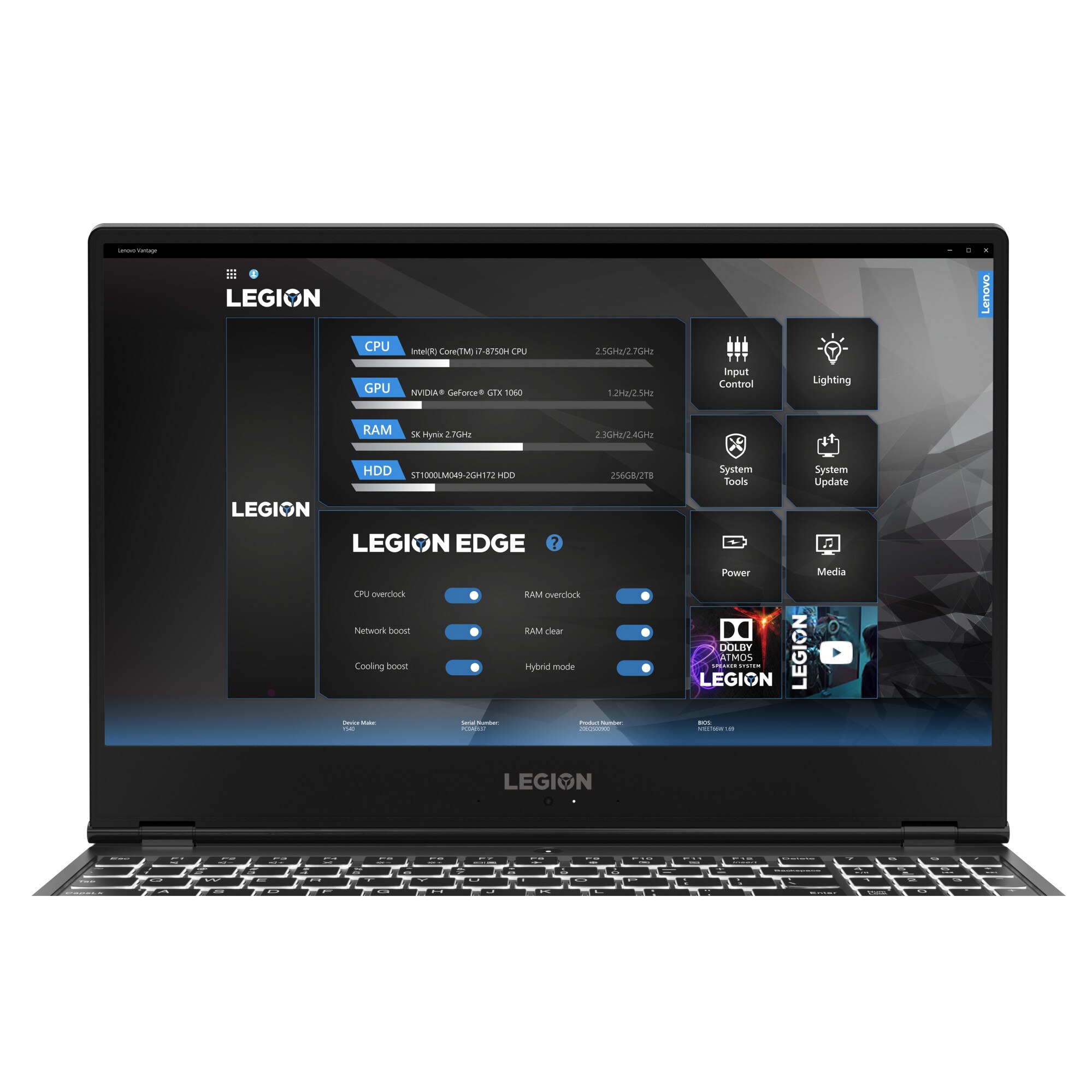 Лаптоп Lenovo Legion Y540 (81SY008VRM), Intel® Core™ i5-9300H (8M Cache ...