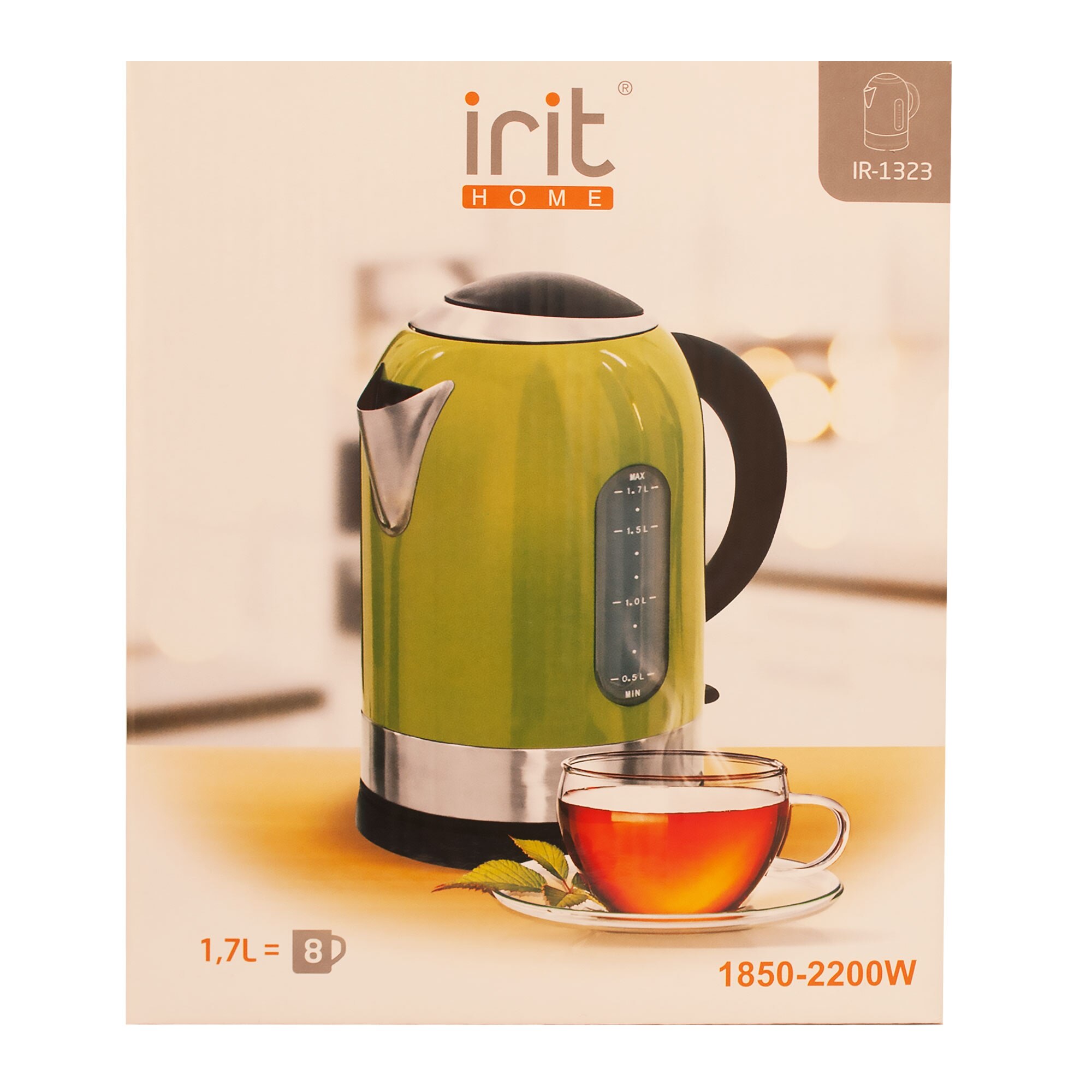 Чайник Irit IR-1323, 2200 W, 1.7 l, Корпус от неръждаема стомана, Автоматично изключване ...