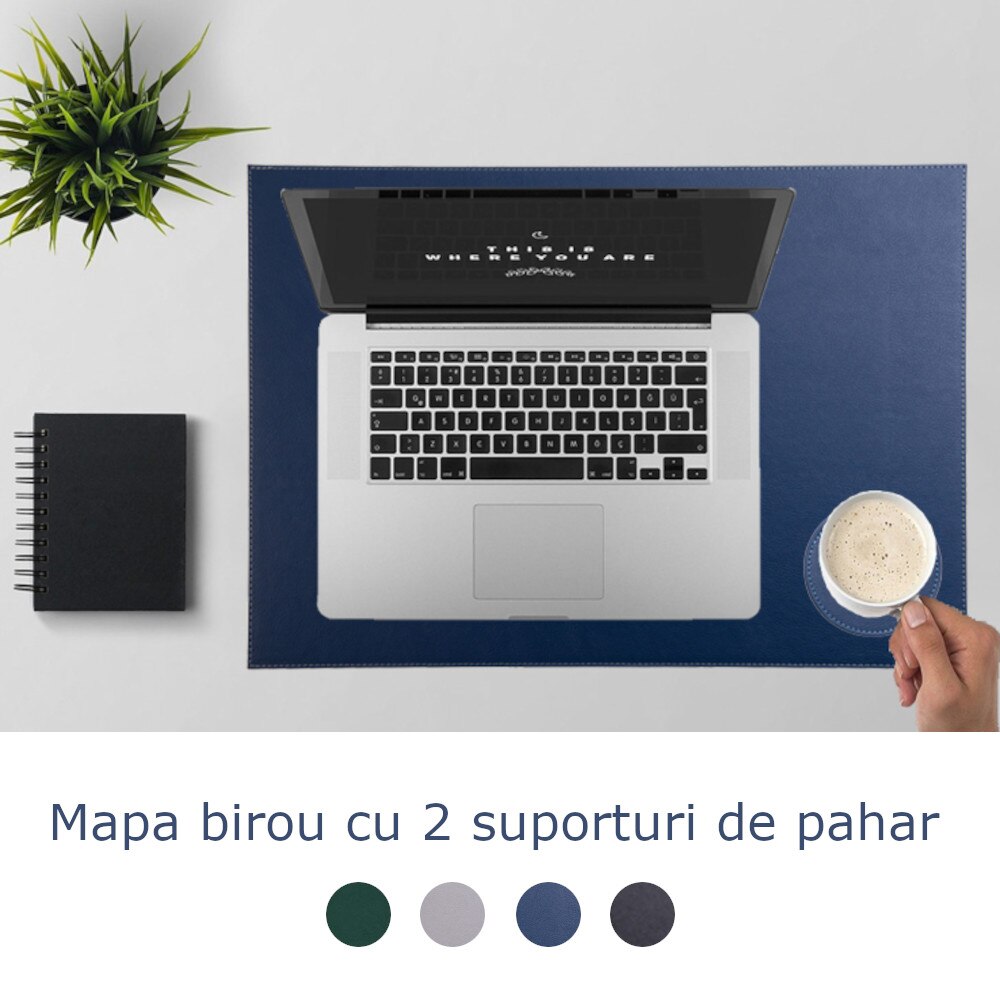 Mapa birou e-store pentru protectie birou, din piele PU + 2 suporturi ...