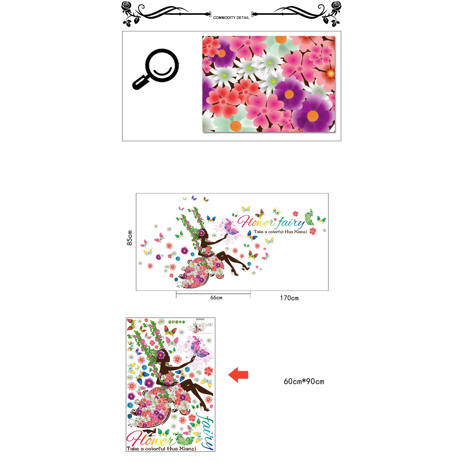 Декоративни стикери цветна фея BV 71STK, 170 cm - eMAG.bg