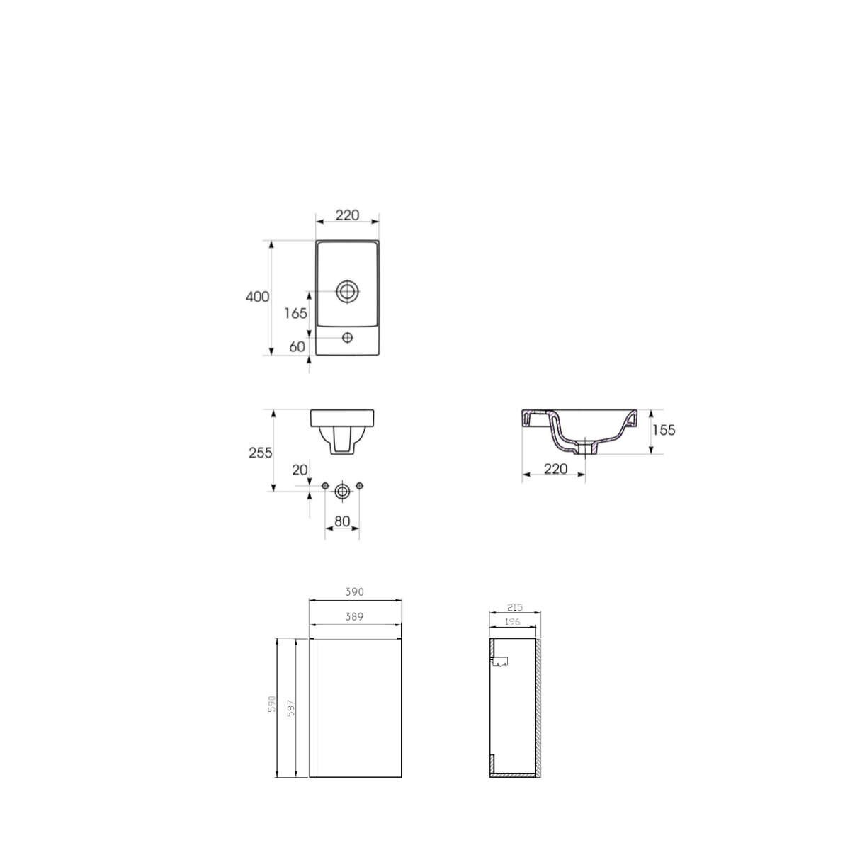 Set mobilier baie Moduo 50, cu lavoar, suspendat, gri, neasamblat, 49 ...