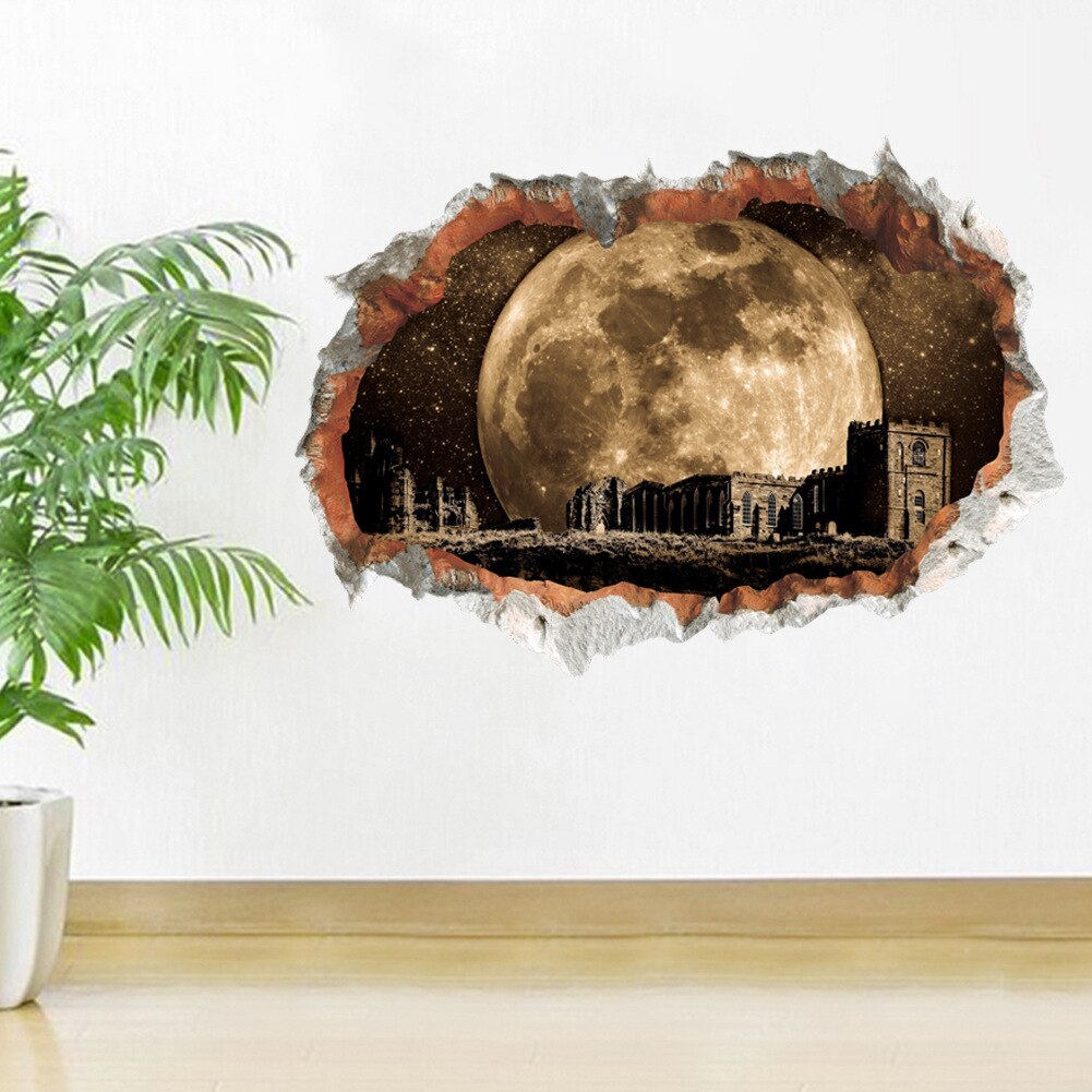 Dekorációs matrica, Lyuk a falban, a Holdat nézi 85 cm, 1368ST - eMAG.hu