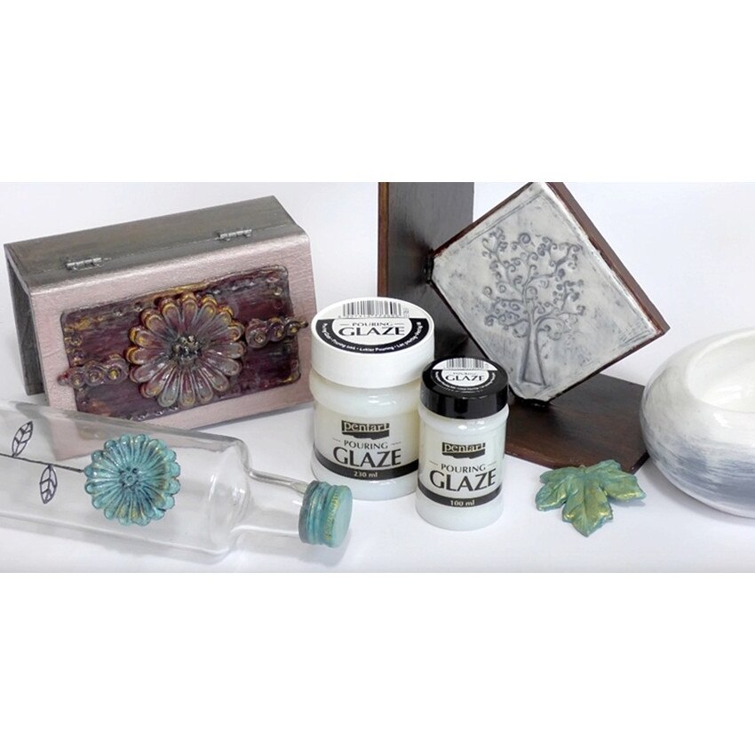 Lac lucios pouring glaze pe baza de apa Pentart, 230 ml - eMAG.ro