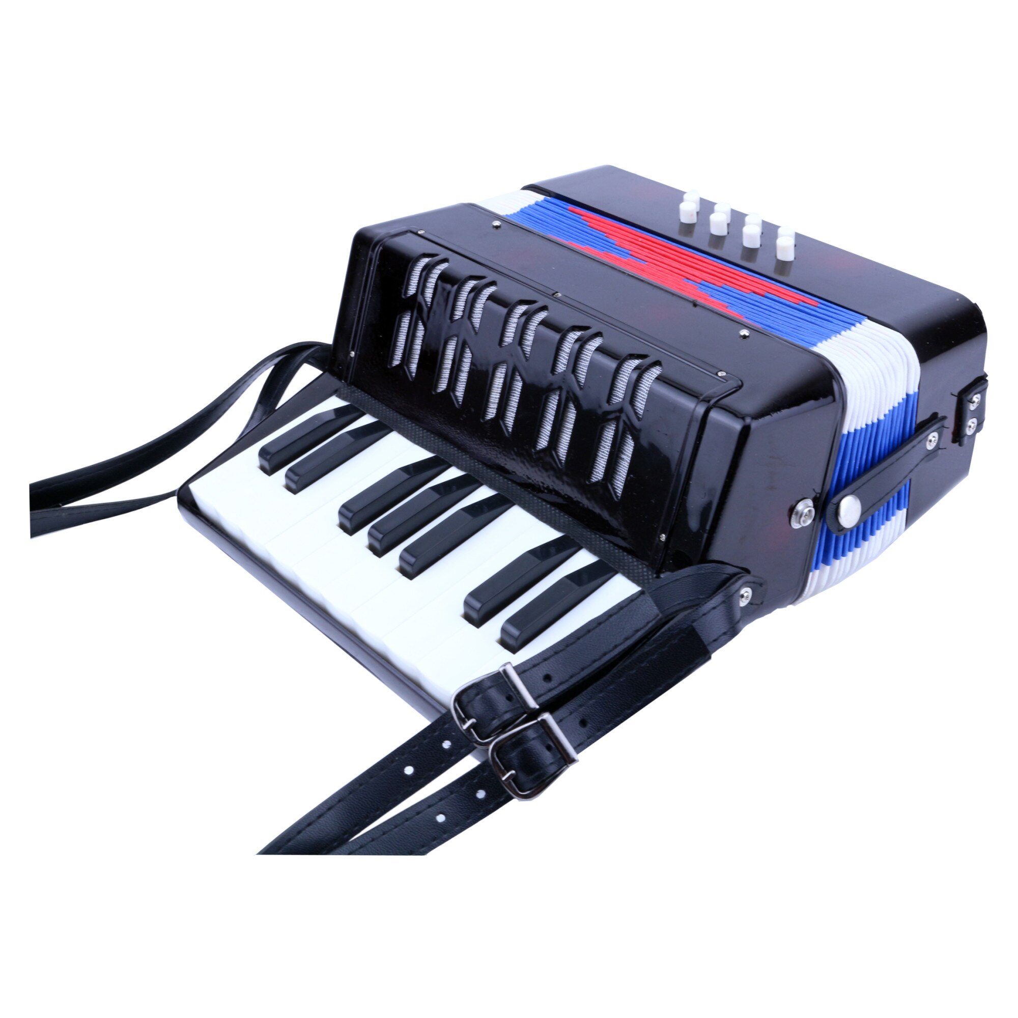 Acordeon cu 17 clape si 8 butoane bass de jucarie, Negru/Rosu - eMAG.ro