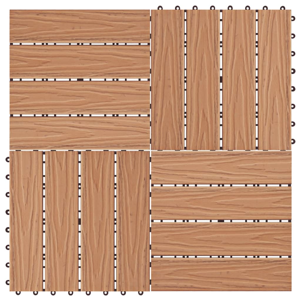 Set de 11 placi de podea in relief, vidaXL, Lemn compozit, 30 x 30 cm ...