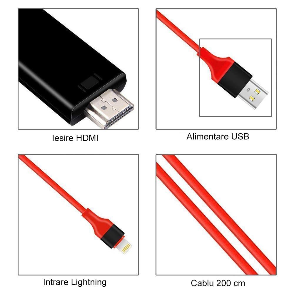 Cablu adaptor pentru monitor HDMI pentru iOS/ Android - eMAG.ro