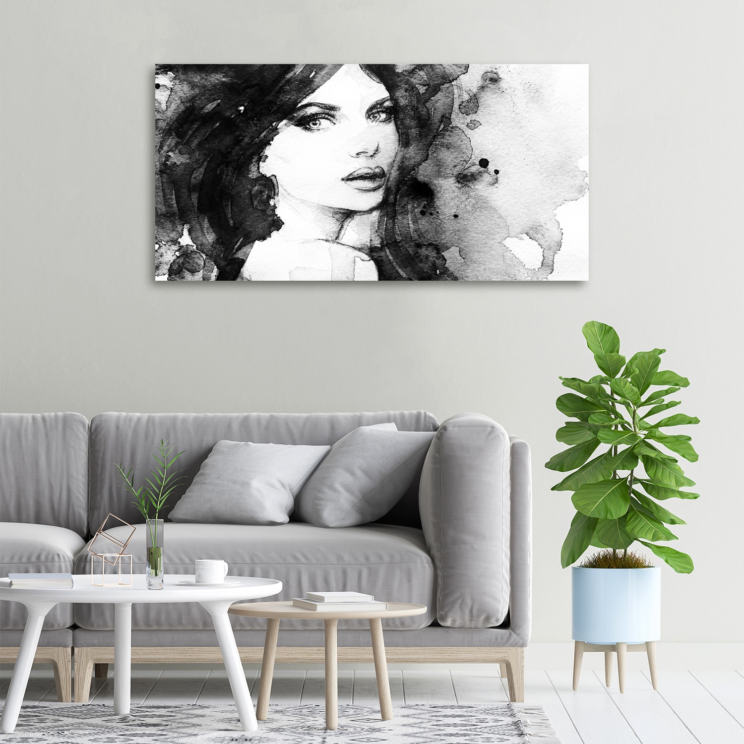 Imagine pe panza, 100 cm x 50 cm, Decor interior, Portret de femeie ...