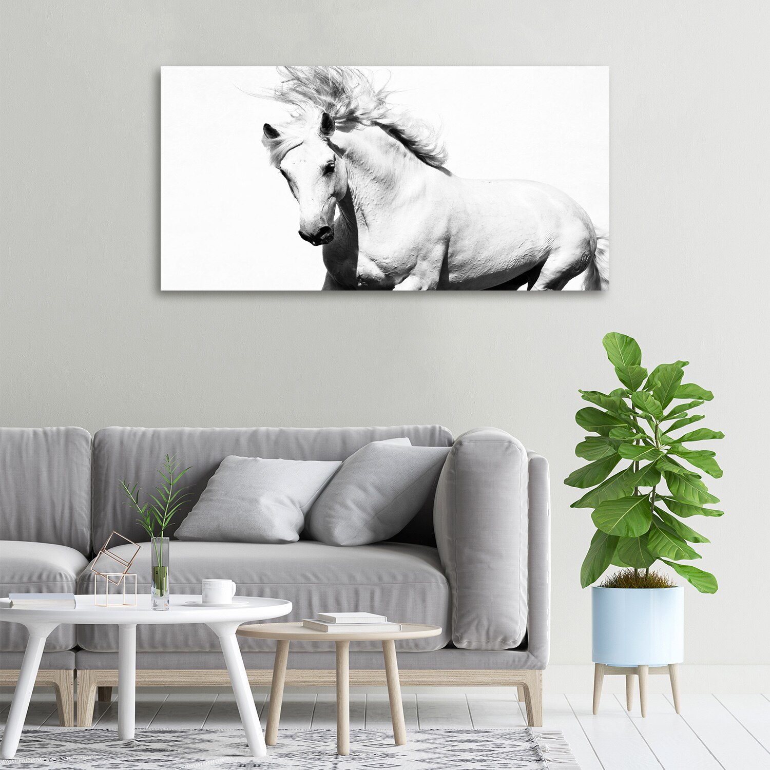 Pictura pe panza, 100x 50cm, Decorarea peretilor "cal alb” - eMAG.ro