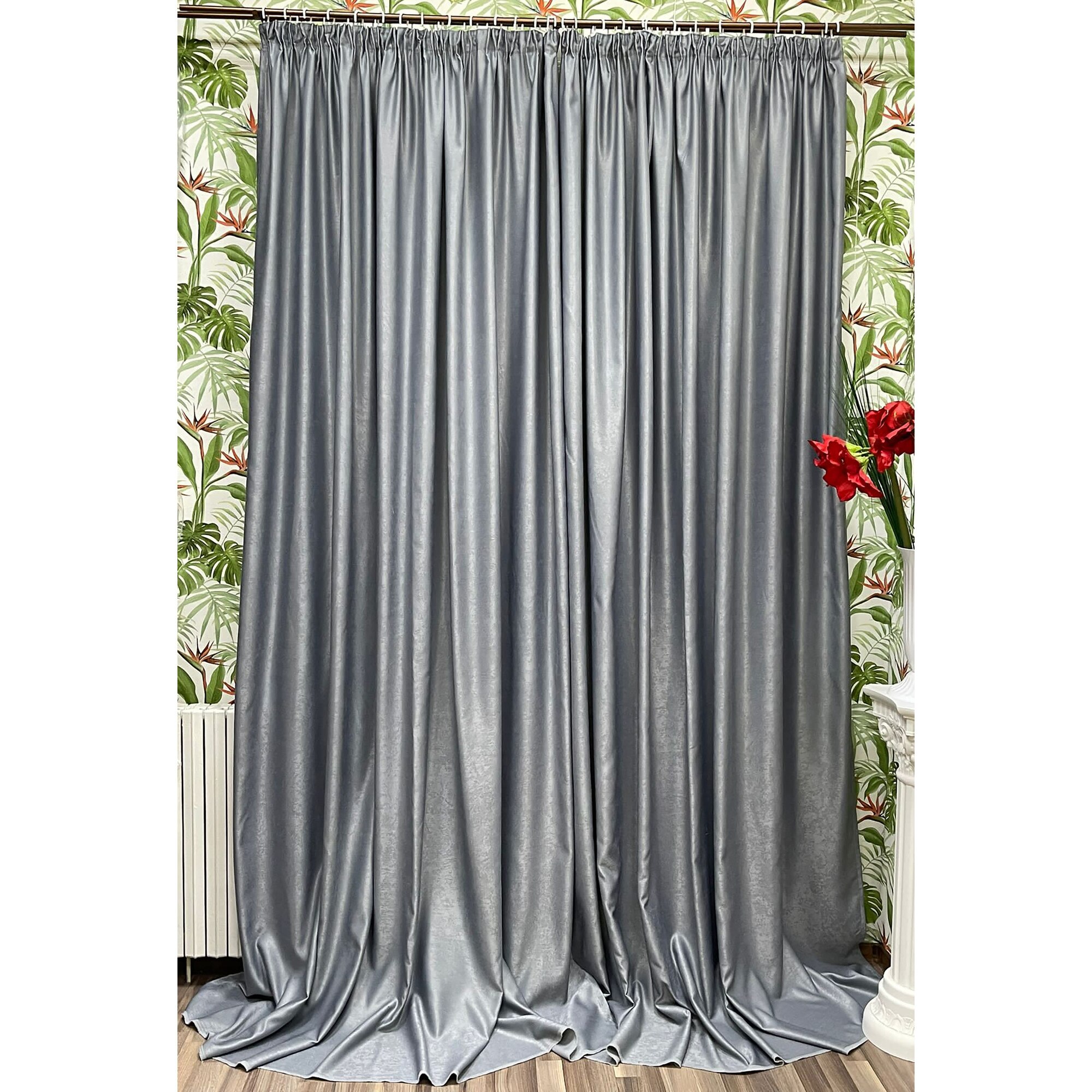 Set draperii semiopace, uni, culoare gri deschis, colectia "Monocrom by ...