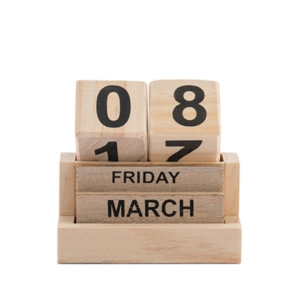 Calendar perpetuu lemn, natur, 10 x 9 x 6 cm - eMAG.ro