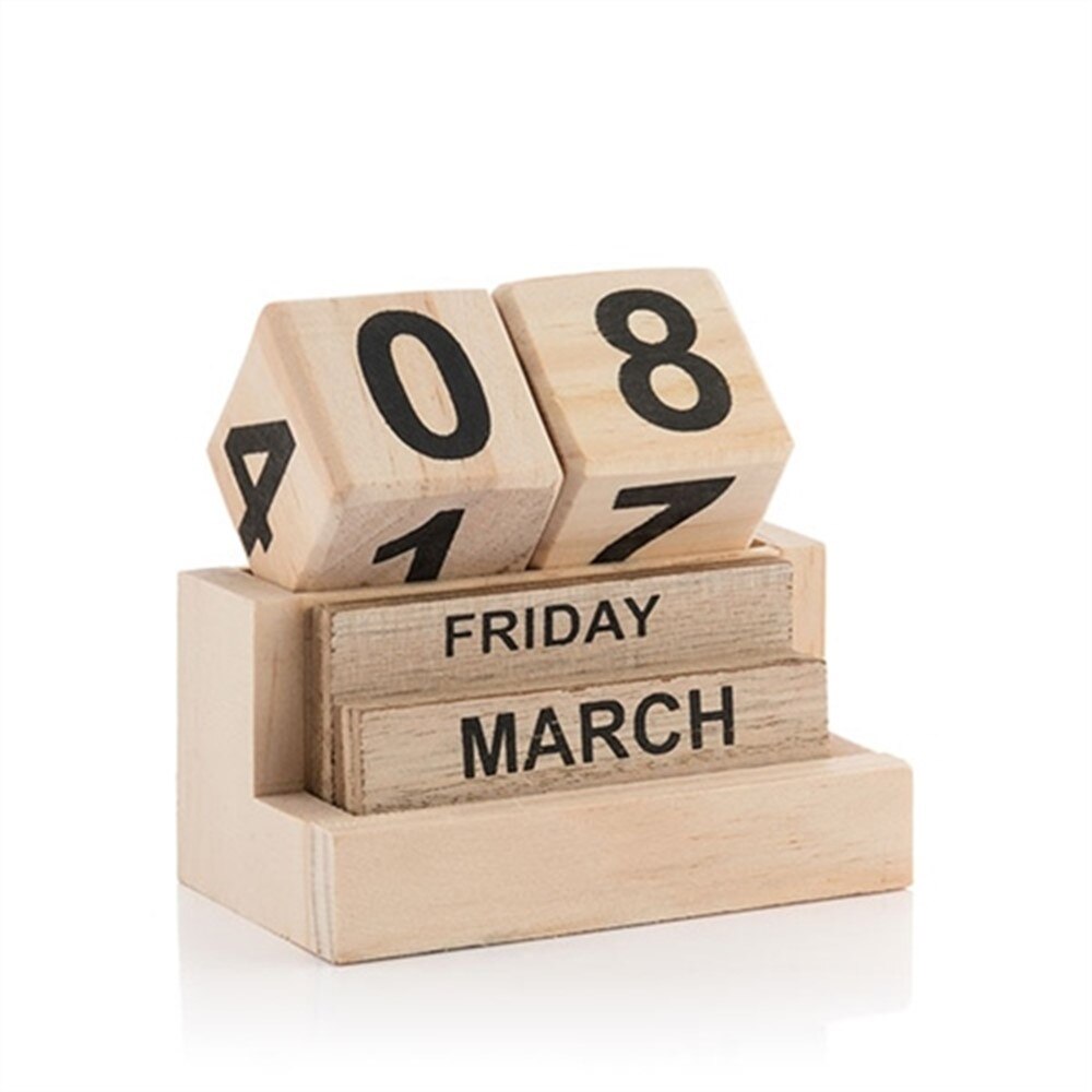 Calendar perpetuu lemn, natur, 10 x 9 x 6 cm - eMAG.ro