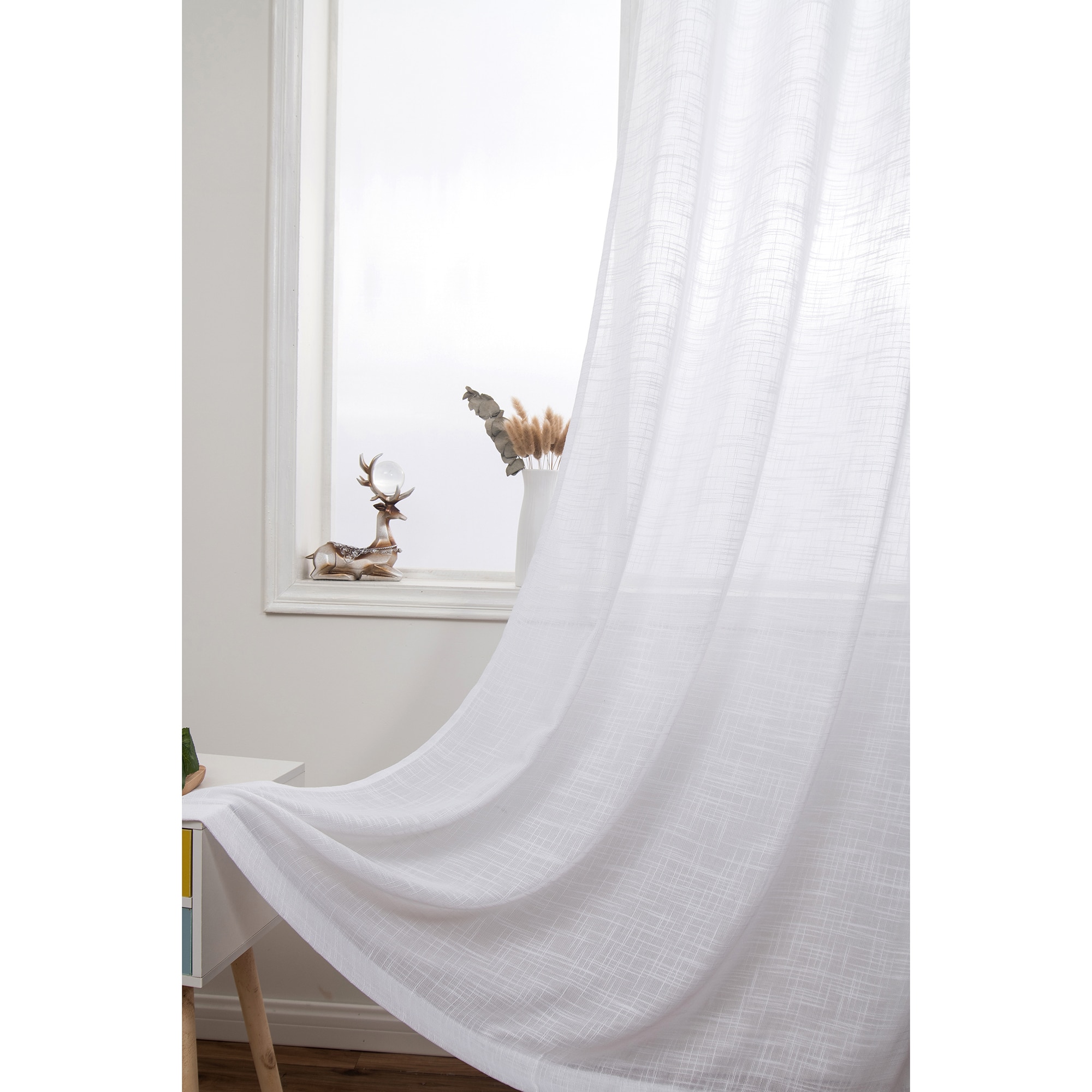 Set perdele Kring, 2 * 140x245 cm, Poliester, Alb - eMAG.ro