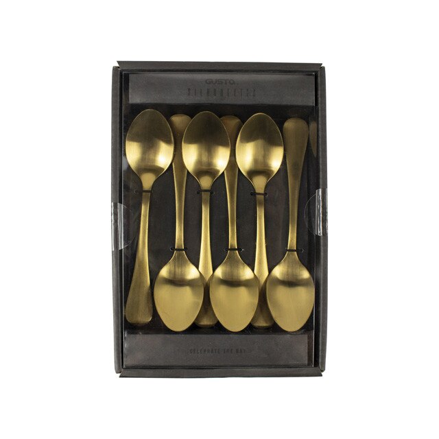 Прибори за хранене GUSTA GOLD, Лъжички за кафе 6 броя, Стомана 18/10 ...