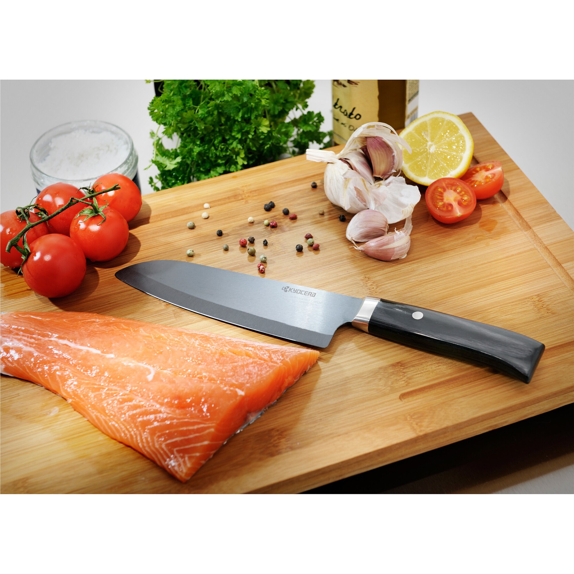 Cutit Chef profesional Kyocera, cu maner de lemn, 18 cm - eMAG.ro