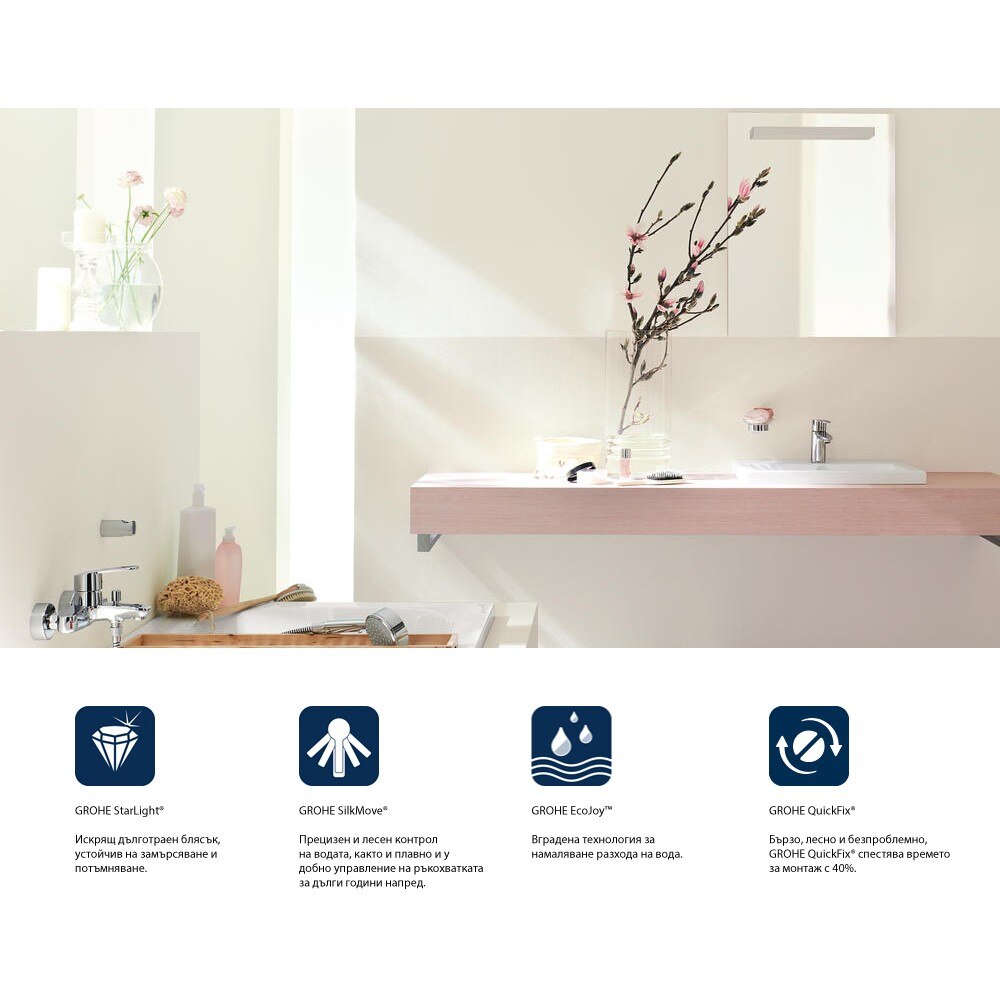 Смесителна батерия GROHE EUROSTYLE COSMOPOLITAN, за вана и душ ...