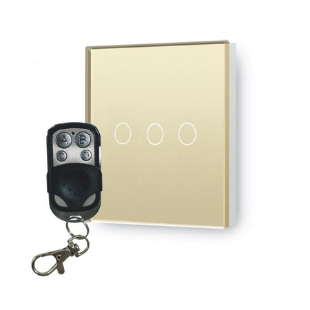 Intrerupator triplu cu touch, Wireless, Telecomanda inclusa, Crem - eMAG.ro