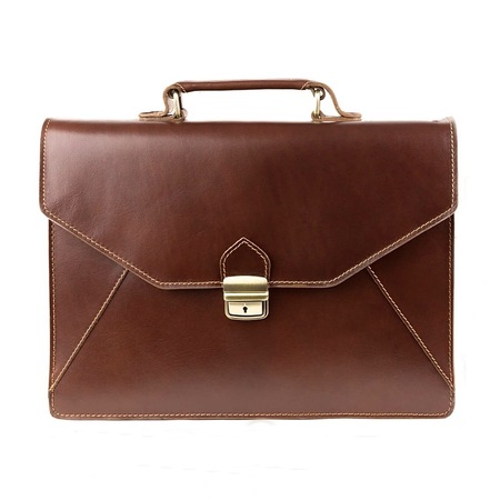 Geanta acte din piele naturala, coniac, S145A - eMAG.ro