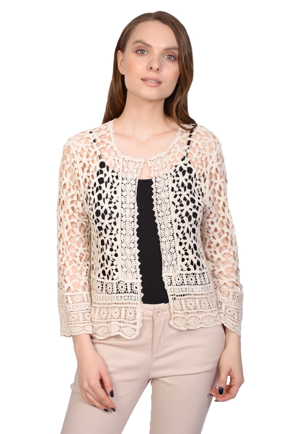 Bolero ecru crosetat Rosa LD116 E, 38/40 EU - eMAG.ro