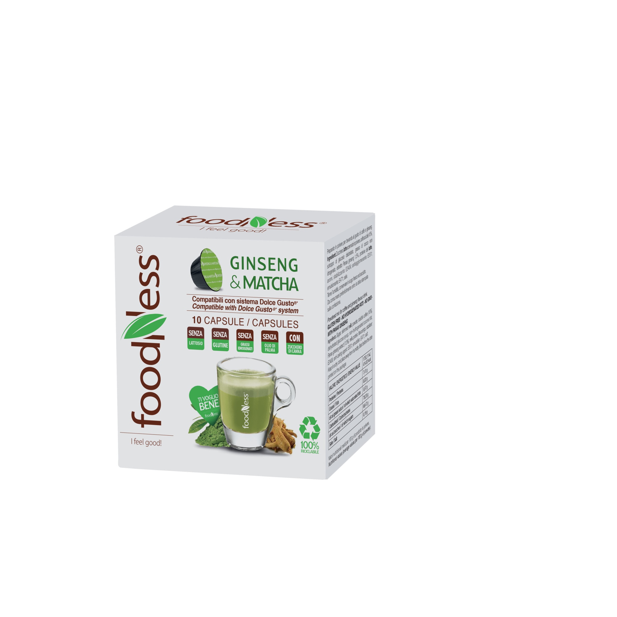 Capsule Foodness Ginseng si Matcha, Compatibile Dolce Gusto, 140 g ...