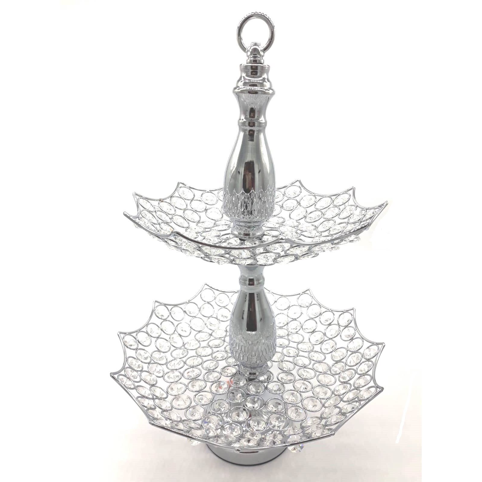 Fructiera cu 2 etaje, din metal si sticla, 48 cm - eMAG.ro