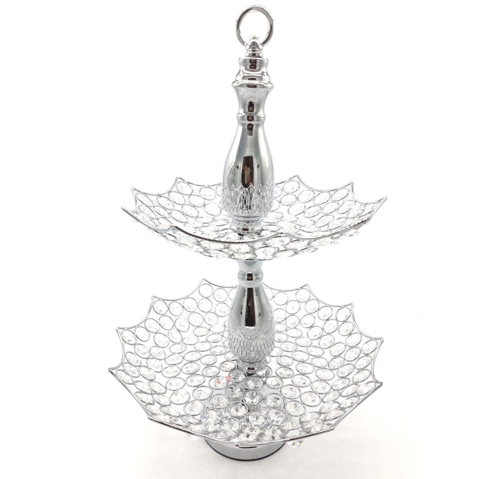Fructiera cu 2 etaje, din metal si sticla, 48 cm - eMAG.ro