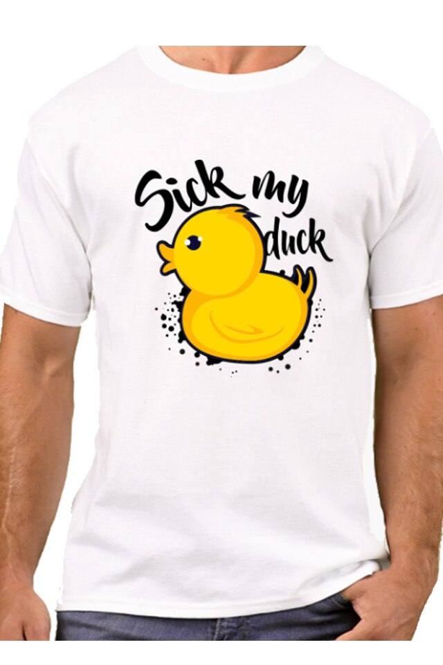 Персонализирана мъжка тениска "Sick My Duck", M, бяла - eMAG.bg
