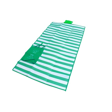 PVC strand matrac felfújható párnával, összecsukható, zöld szín - eMAG.hu