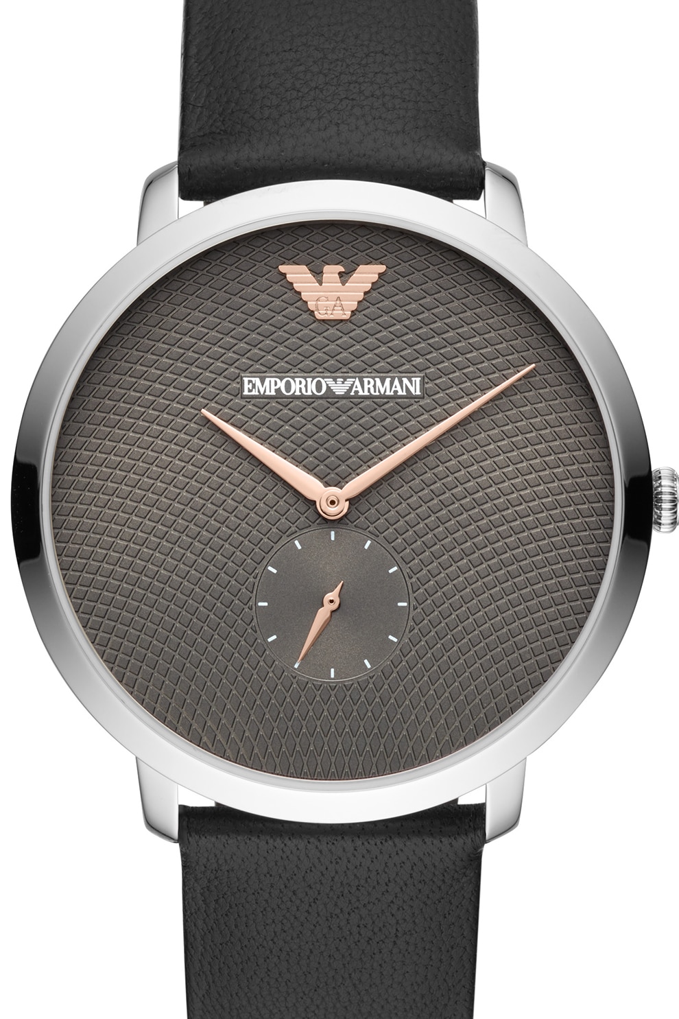 Emporio Armani, Ceas cu o curea de piele, Negru - eMAG.ro