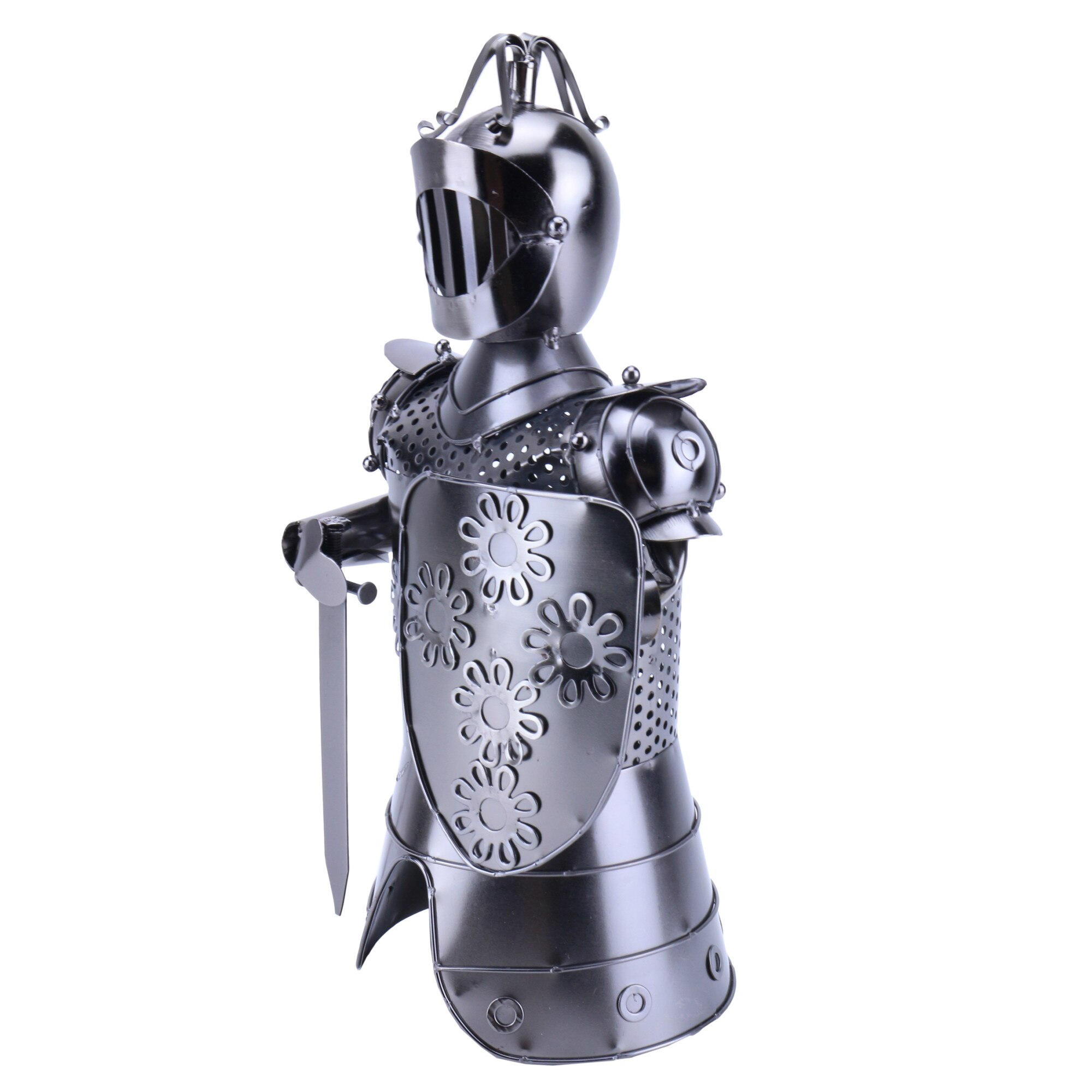 Suport de vin cu forma de Cavaler cu scut si sabie, Metalica, 30 cm ...