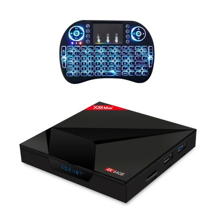 AZW X88 MAX+ Mini PC TV Box, 4K, négymagos, 4 GB RAM, 64 GB, WiFi kétsávos 2,4/5 GHz, Bluetooth ...
