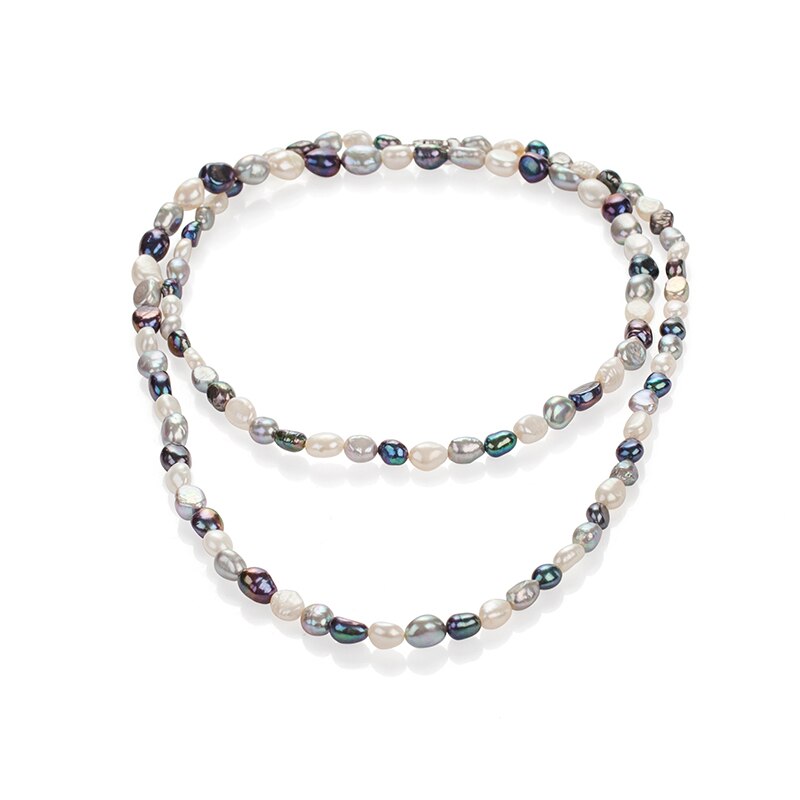 Colier din perle baroc tricolor, 100 cm - eMAG.ro