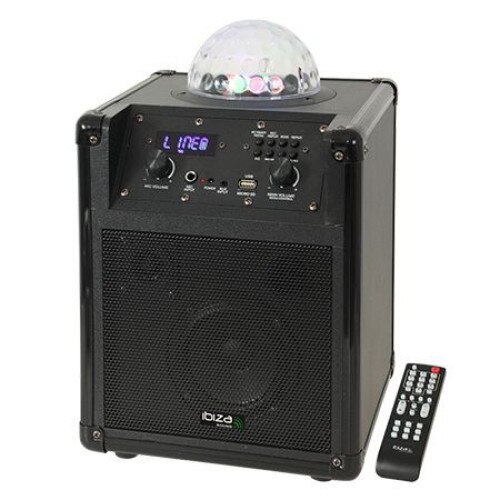 Boxa portabila cu acumulator si efect ASTRO LED USB/FM/BT/SD/AUX Ibiza ...