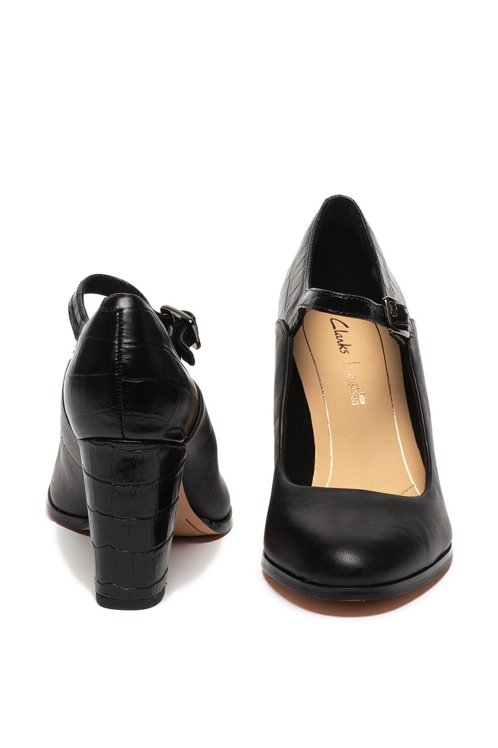 Clarks, Kaylin Alba telitalpú pántos bőrcipő, Fekete, 7 - eMAG.hu