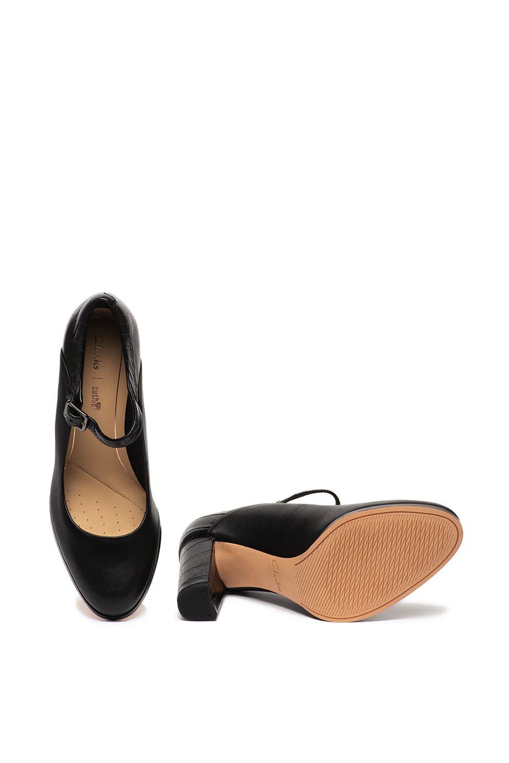 Clarks, Kaylin Alba telitalpú pántos bőrcipő, Fekete, 7 - eMAG.hu