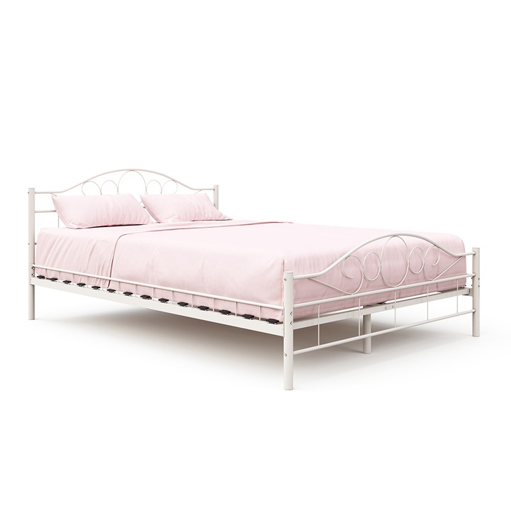 Pat cu cadru metalic Timeless tools, Somiera cu zabrele, 140 x 200 cm ...