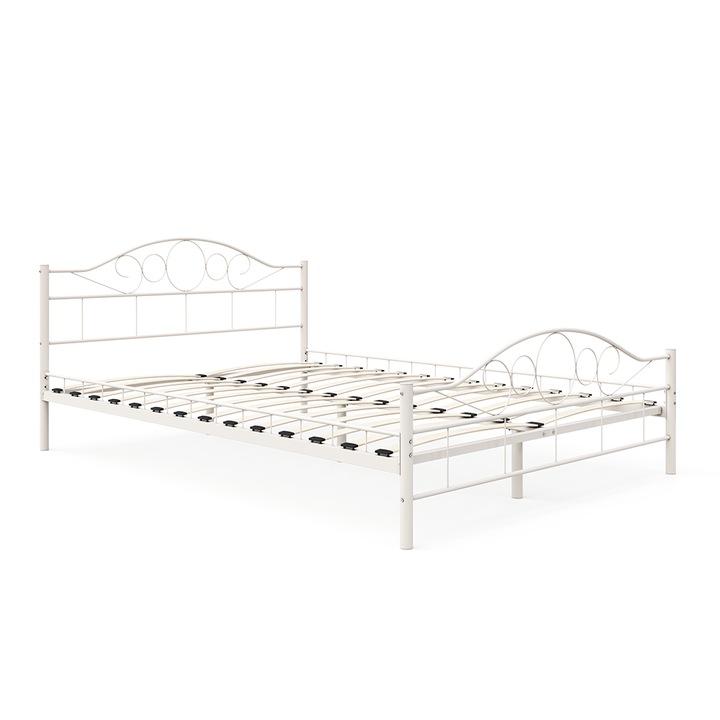 Pat cu cadru metalic Timeless tools, Somiera cu zabrele, 140 x 200 cm ...